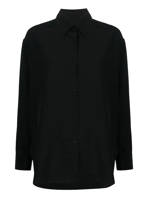 NILI LOTAN Silk Long-sleeved Shirt - Black