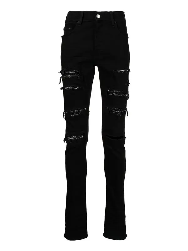 Amiri Thrasher Crystal-embellished Jeans - Black