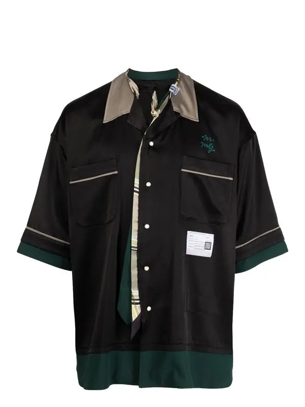 Mihara Yasuhiro Embroidered Bowling Shirt - Black