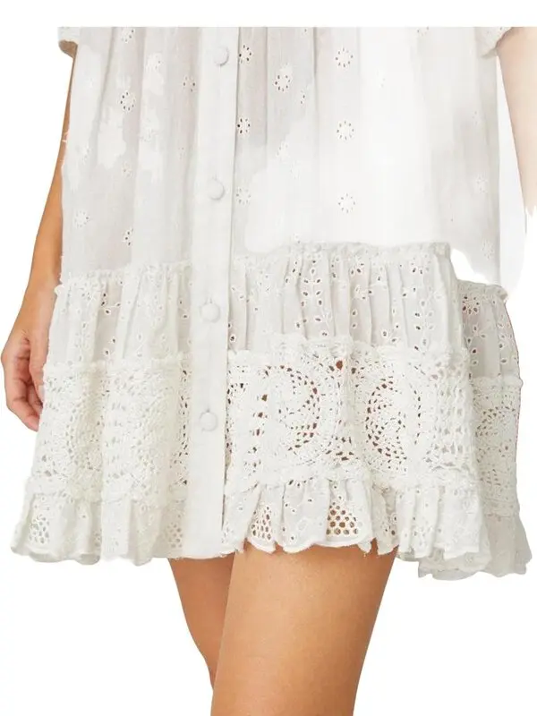Shoshanna Milos Eyelet Embroidered Mini Dress - Optic White