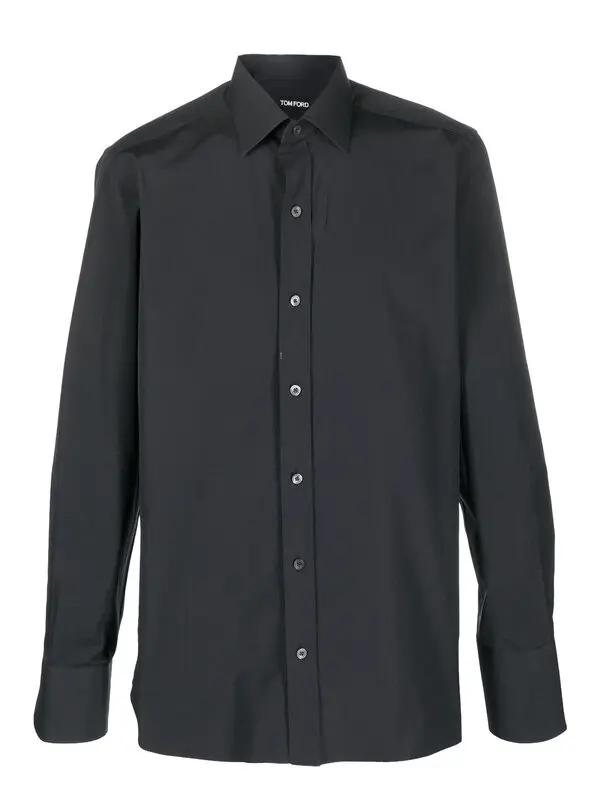 TOM FORD Long-sleeved Cotton Shirt - Black