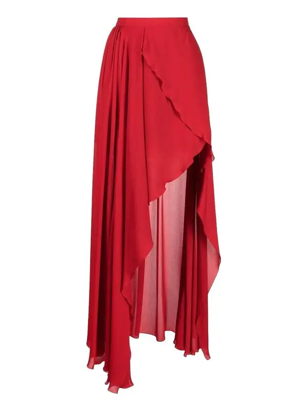 Elie Saab High-low Silk Skirt - Red
