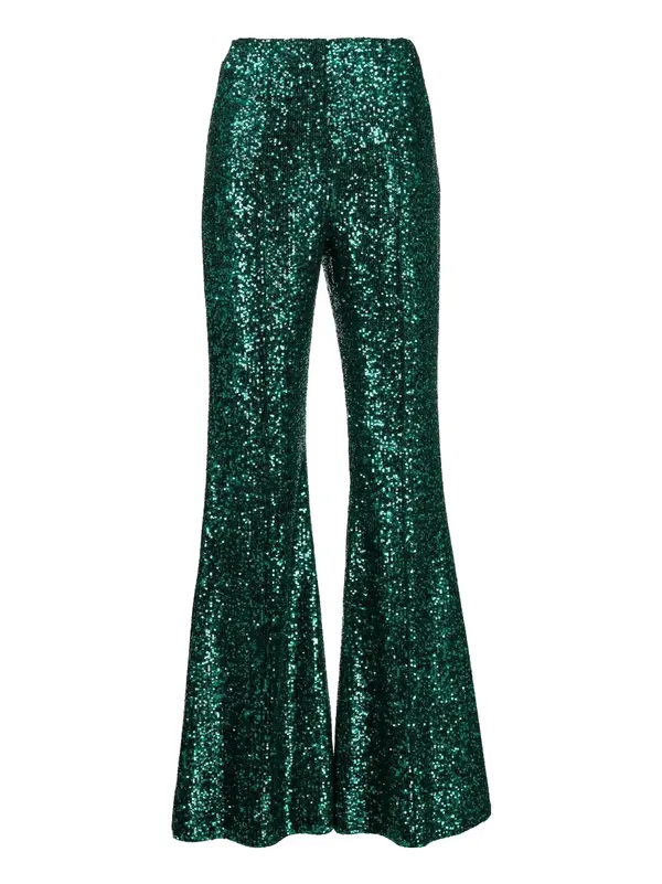 Elie Saab Sequin-embellished Flared Trousers - Green