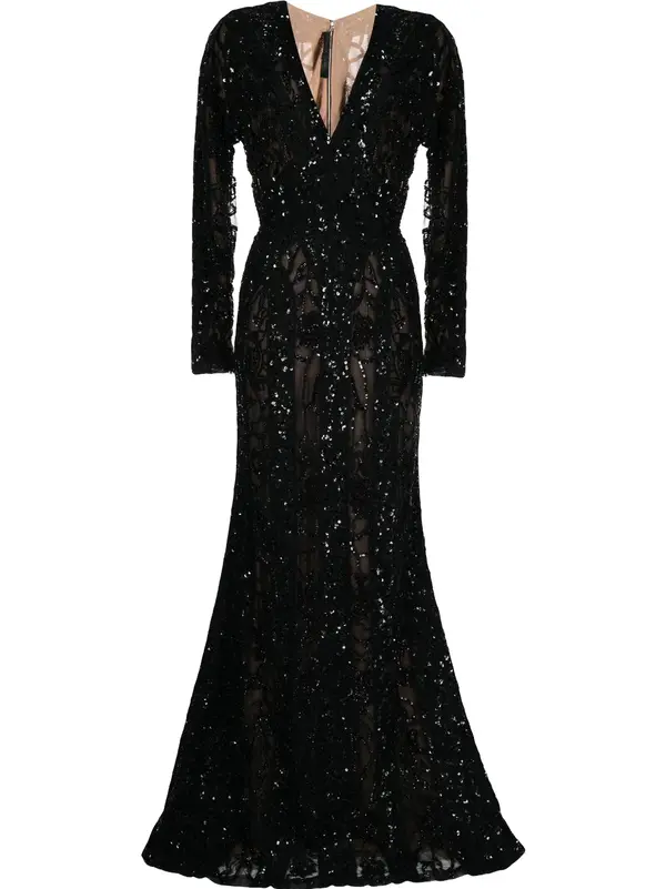Elie Saab Sequin-embellished Fishtail Gown - Black