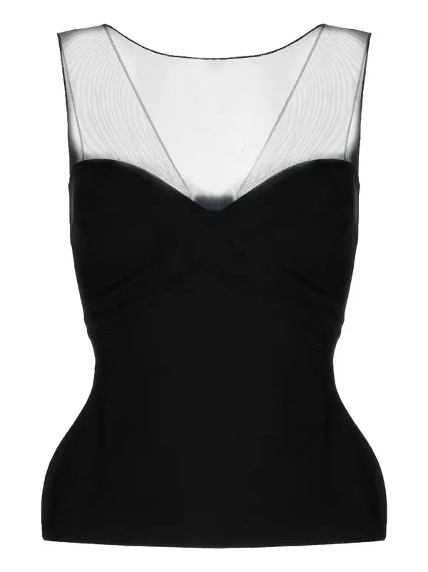 HERVE L. LEROUX Sheer-detail Strapless Top - Black