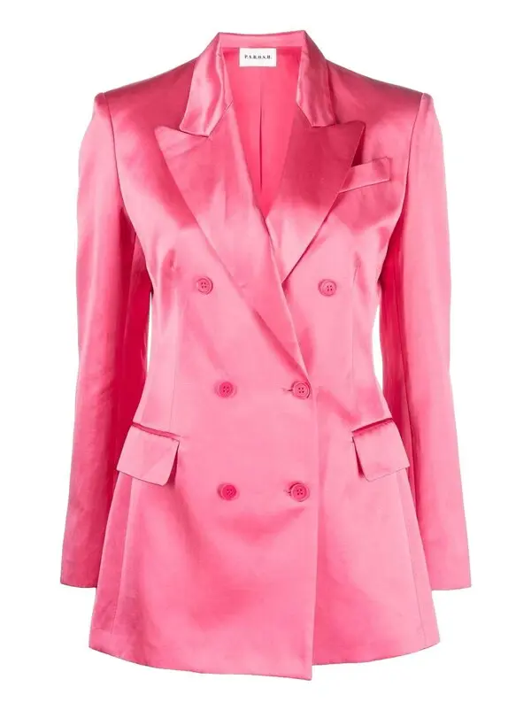 P.a.r.o.s.h Satin Finish Double-breasted Blazer - Pink