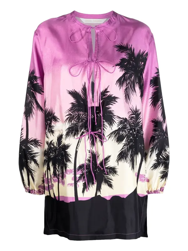Palm Angels Graphic-print Long-sleeve Top - Purple