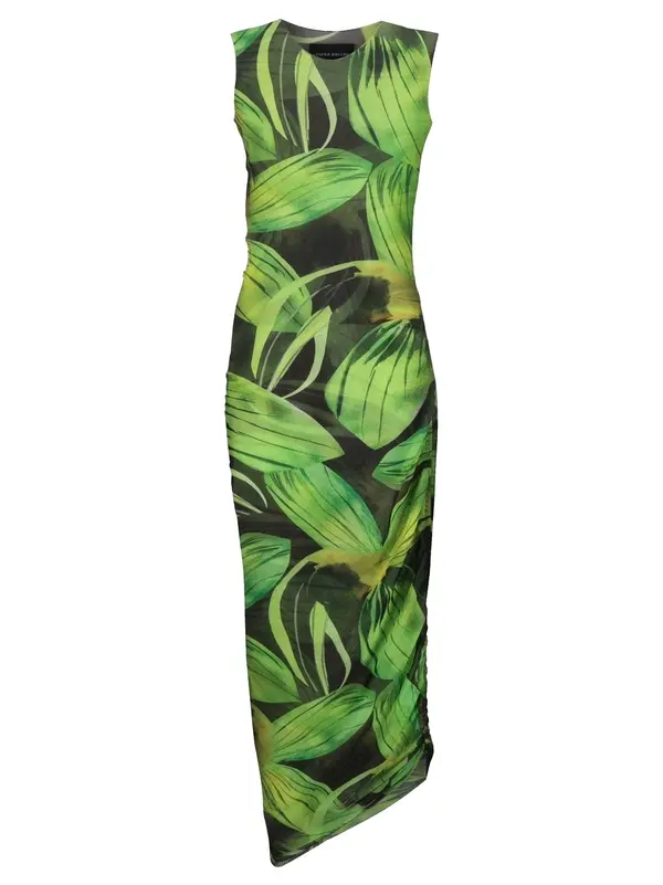LOUISA BALLOU Print Sleeveless Midi Dress - Green