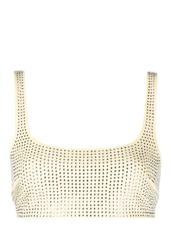 Patrizia Pepe Crystal Embellished Crop Top - Yellow