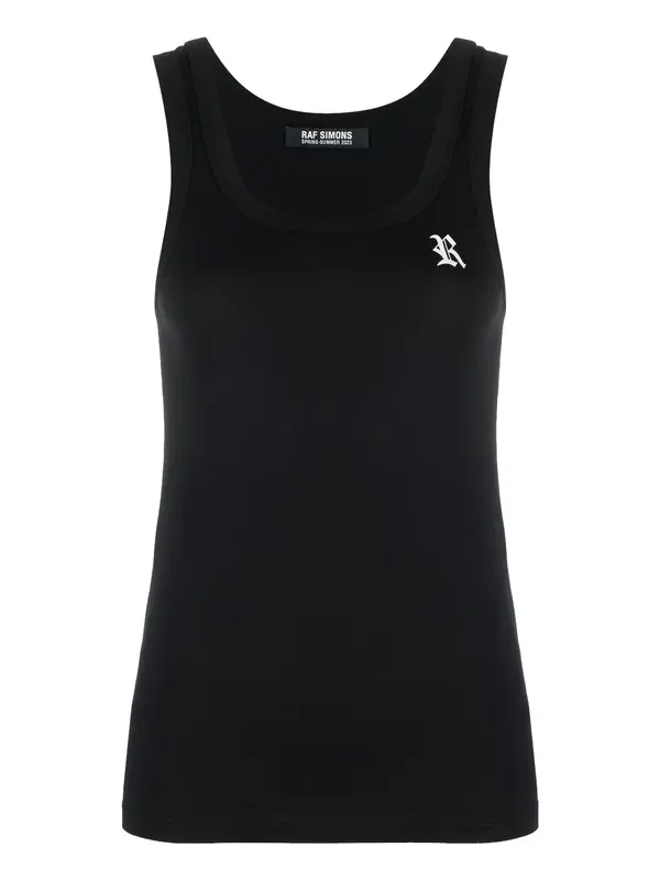 Raf Simons Scoop Neck Sleeveless Top - Black