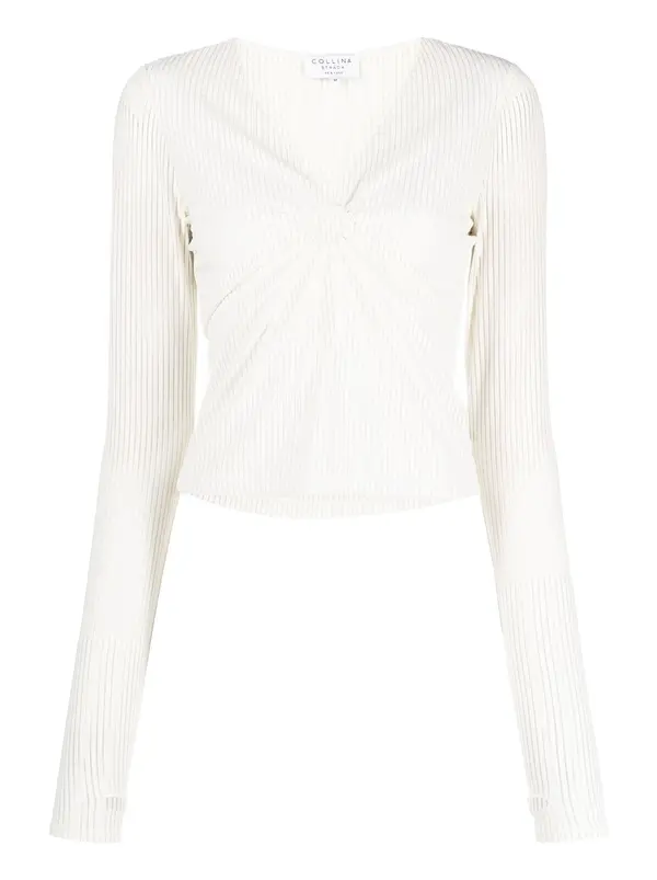 Collina Strada Cut-out Detailing V-neck Top - Neutrals