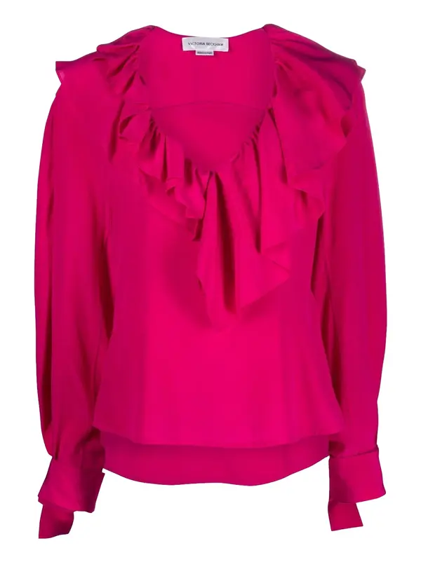 Victoria Beckham Ruffled Silk Blouse - Pink