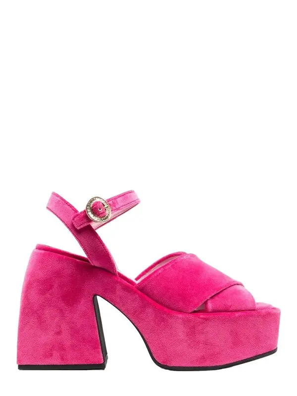 NODALETO Bulla Joni Velvet Platform Sandals - Pink