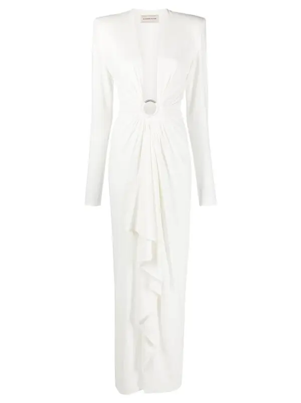 Alexandre Vauthier Plunge-neck Draped Gown - White