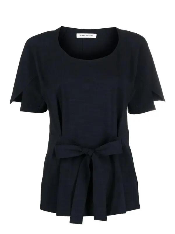 Henrik Vibskov Short-sleeve Blouse With Tie Waist - 798 Dark Blue
