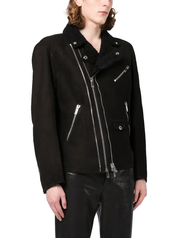 LES HOMMES Suede Biker Jacket - Black