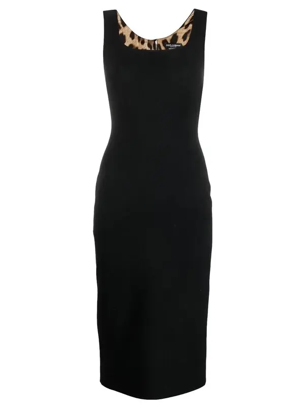 Dolce & Gabbana Square-neck Midi Dress - Black