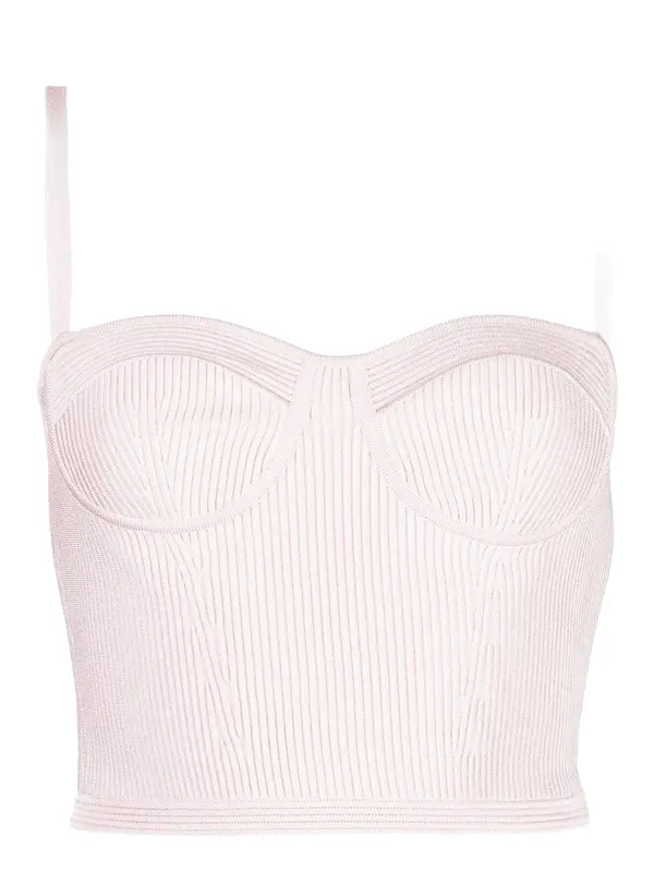 Alexander McQueen Rib-knitted Bustier Crop Top - Pink