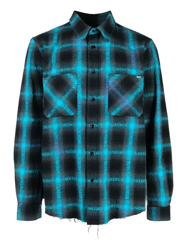 Amiri Plaid Logo-print Shirt - Blue