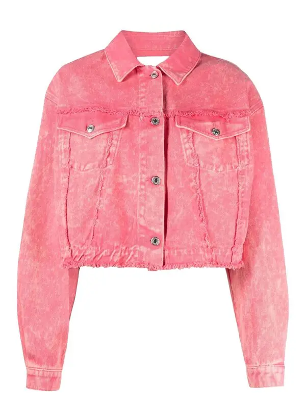 MSGM Frayed Denim Jacket - Pink
