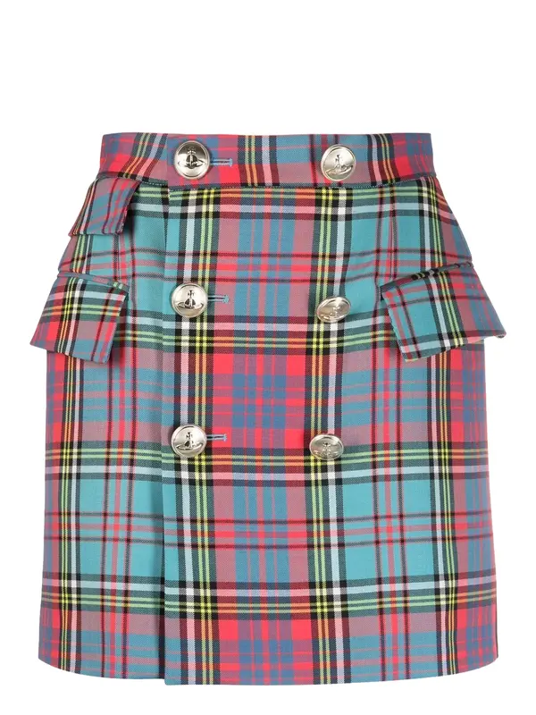 VIVIENNE WESTWOOD High-waisted Check-patterned Skirt - Blue