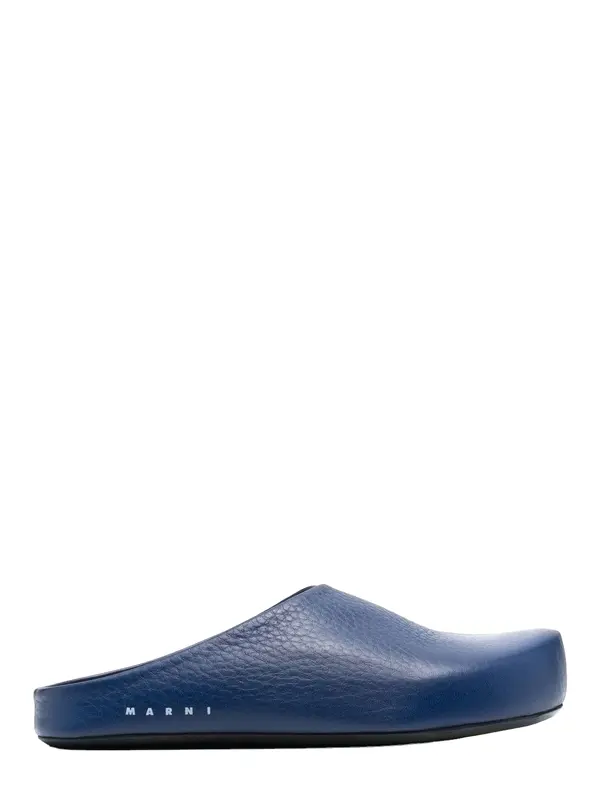 Marni Textured-leather Slippers - Blue