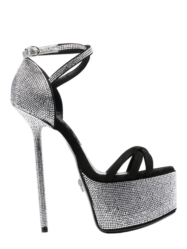 Philipp Plein 160mm Crystal-embellished Platform Sandals - White