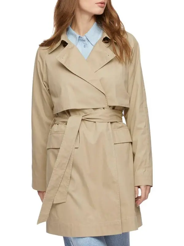 Bernardo Cotton Twill Trench Coat - Beige