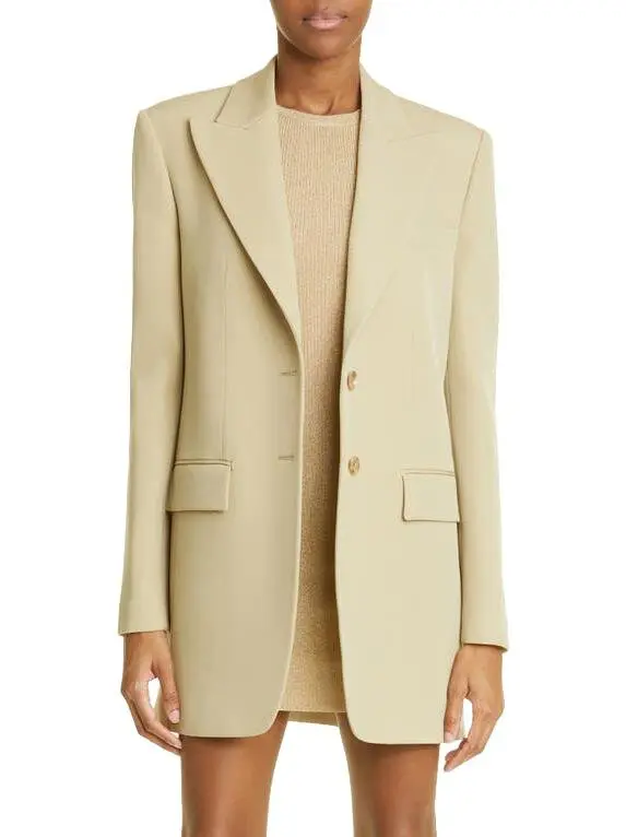 Michael Kors Wool Gabardine Boyfriend Blazer - 266 Dune