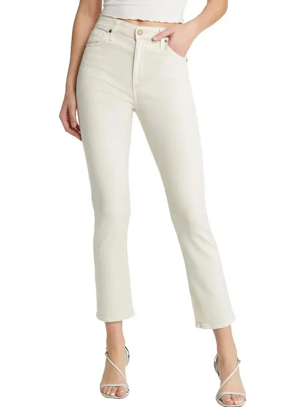 Ag Mari High Waist Ankle Straight Leg Jeans - White Cream