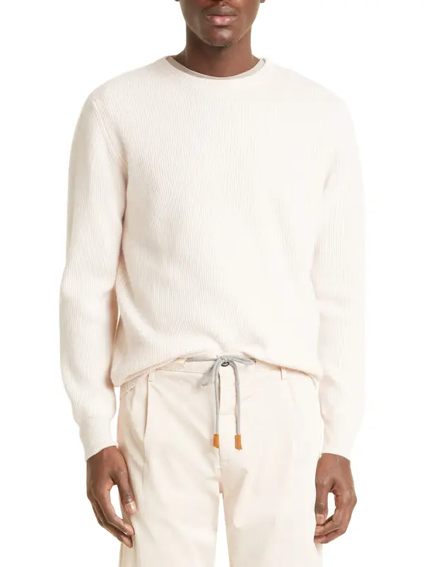 Eleventy Fine Gauge Cashmere Crewneck Sweater - Pink