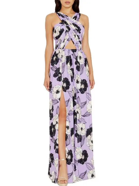 Dress The Population Rose Print Maxi Dress - Wisteria Multi