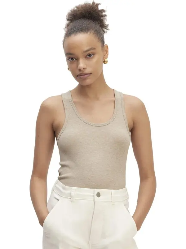 Everlane Luxe Rib Tank - Heathered Tan