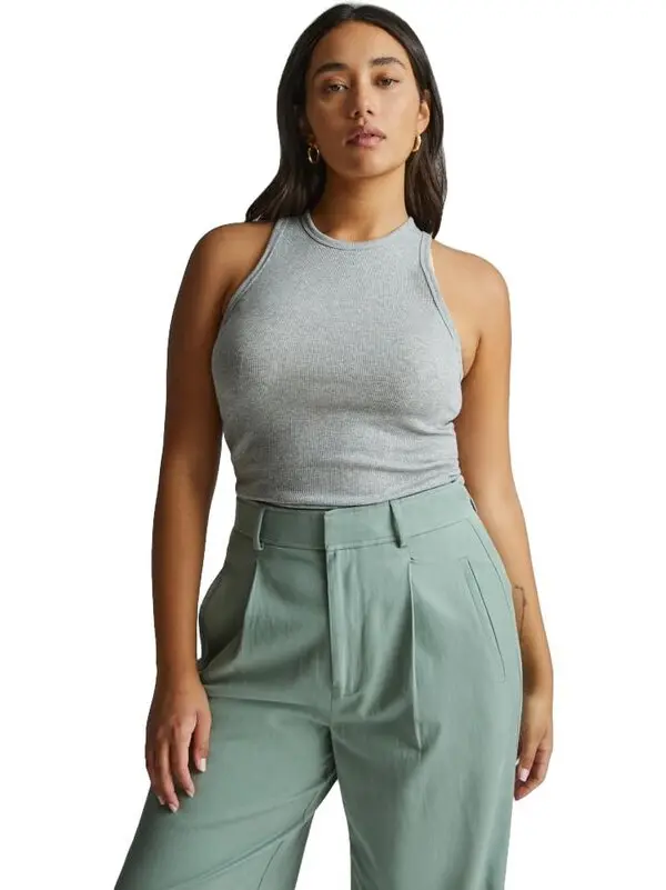 Everlane Luxe Rib Racerback Tank Top - Heathered Grey