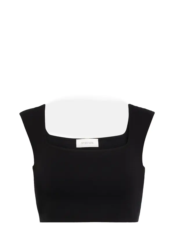 Sportmax Cropped Cotton Top - Black