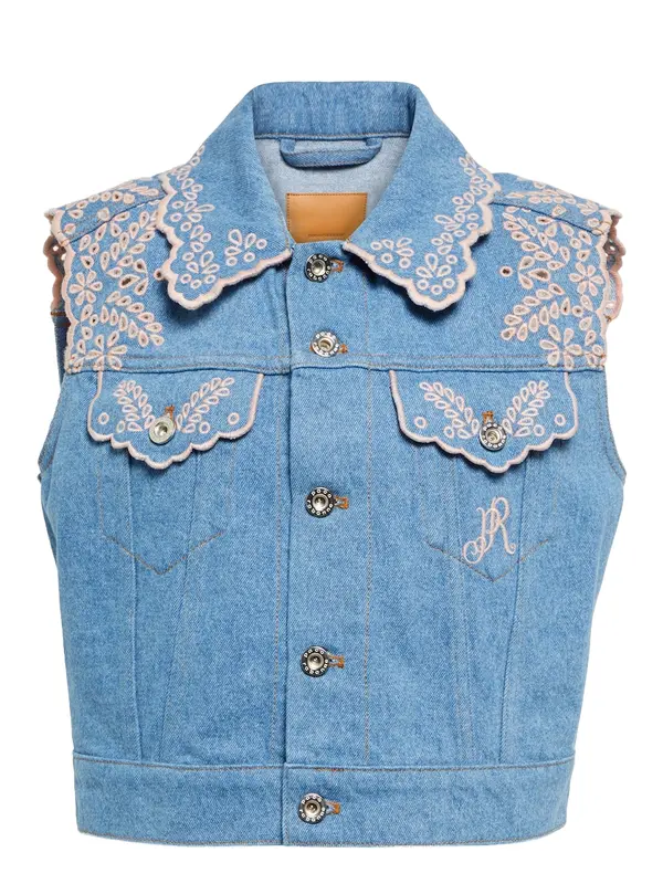 Rabanne Embroidered Denim Vest - Blue