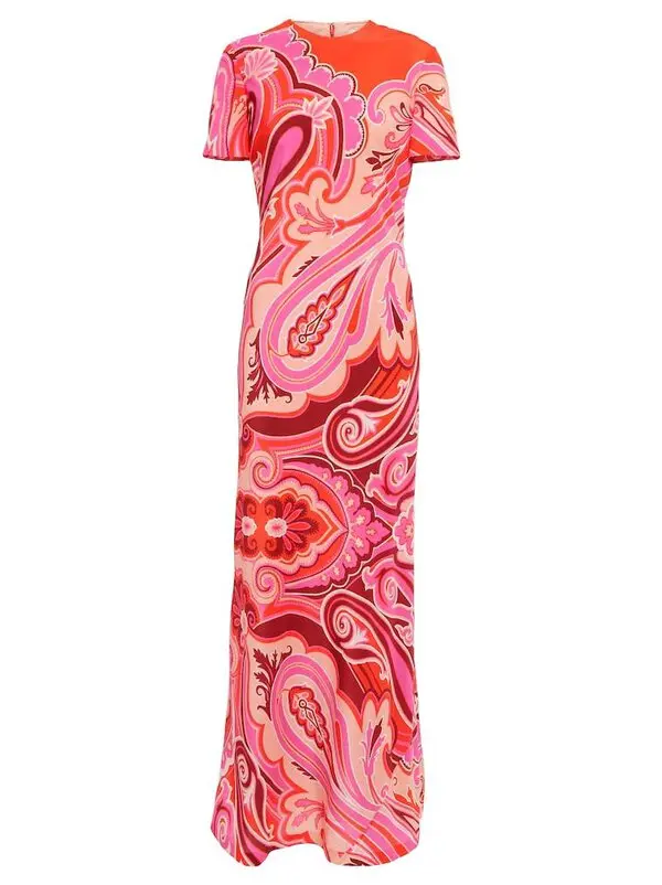 Etro Printed Silk Gown - Pink