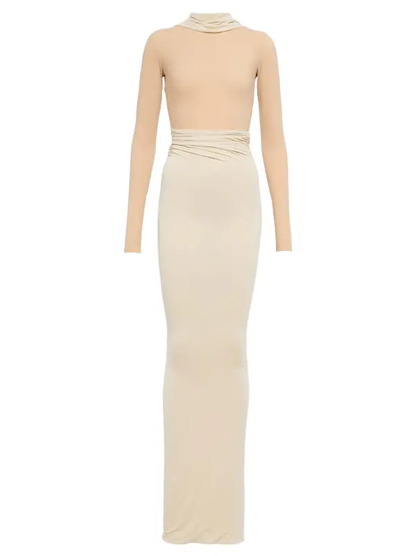MAISON MARGIELA Deconstructed Jersey Maxi Dress - Beige