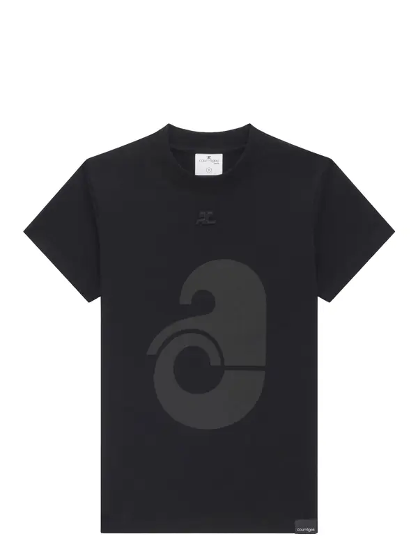 COURREGES Short-sleeve Cotton T-shirt - Black
