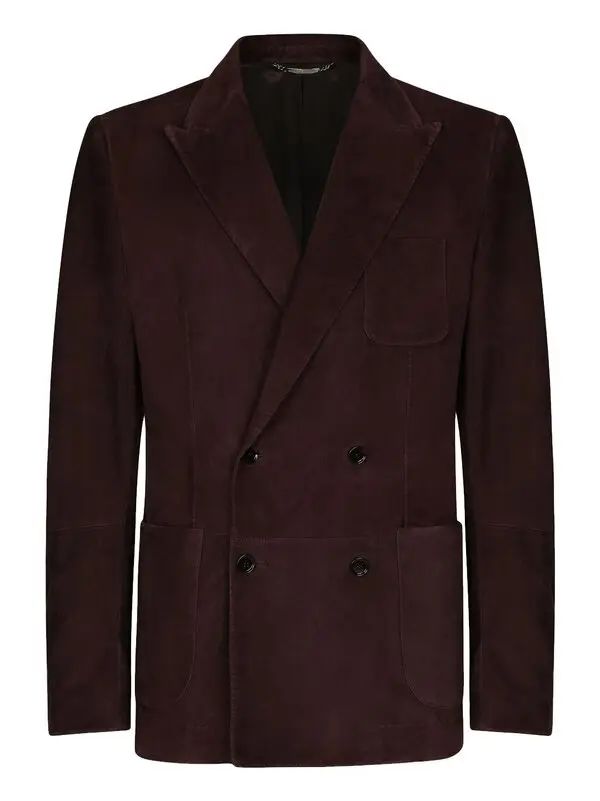 Dolce & Gabbana Double-breasted Suede Blazer - Brown