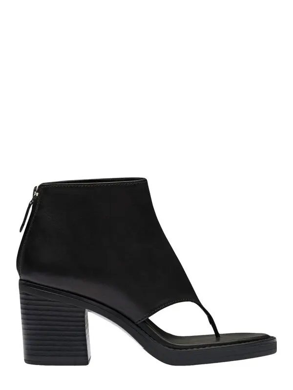 Miu Miu Leather Thong Ankle Boots - Black