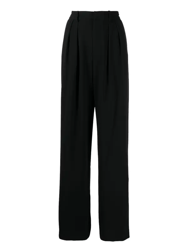 Alice + Olivia Pleat-detail Wide-leg Pants - Black