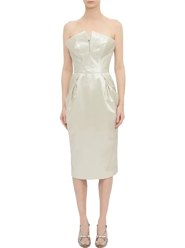 MAISON MARGIELA Cintzed Satin Midi Dress - Green