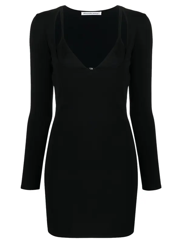 Alexander Wang Layered Neckline Detail Dress - Black