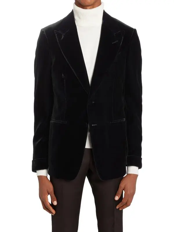 TOM FORD Shelton Fluid Velvet Cocktail Jacket - Black