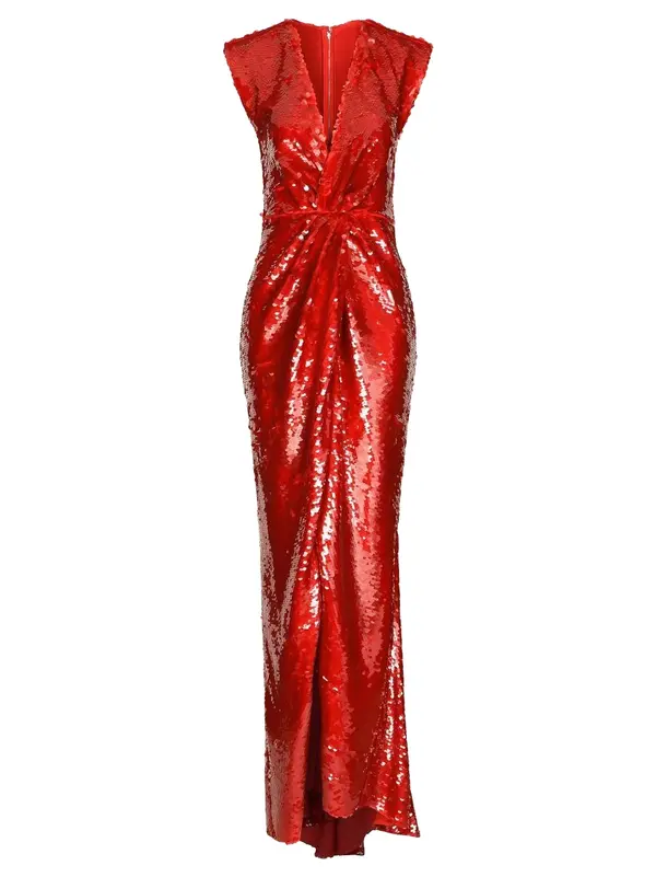 Dolce & Gabbana Sequin-embellished Draped Gown - Red