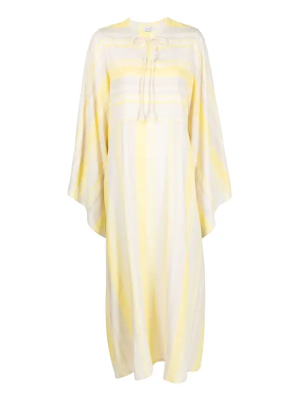 BAMBAH Striped Tie-fastening Kaftan Dress - Yellow