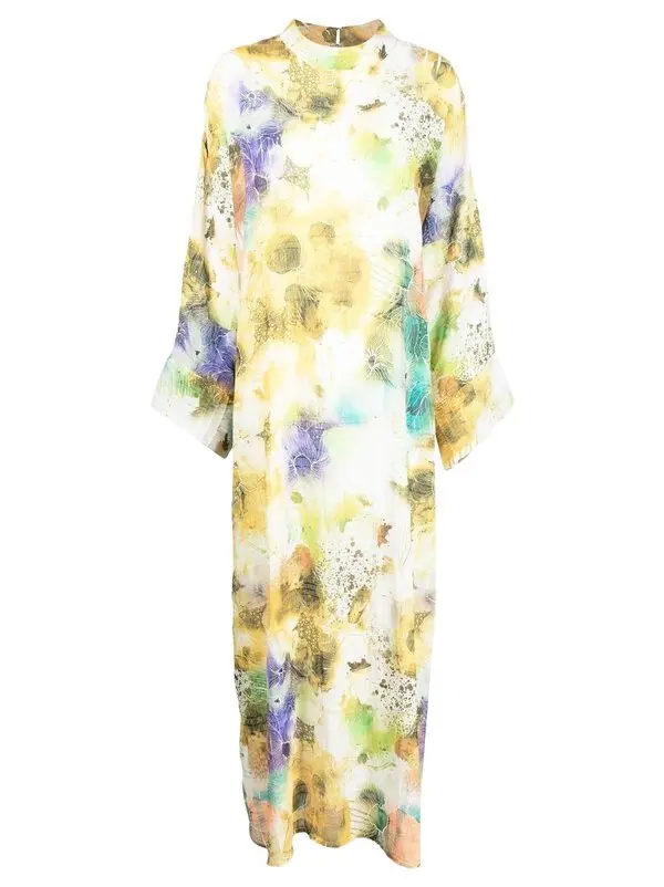 BAMBAH High-neck Kaftan Long Dress - Yellow