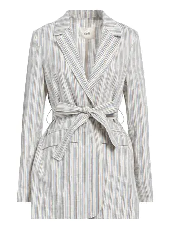 SUOLI Striped Blazer With Belt - Beige