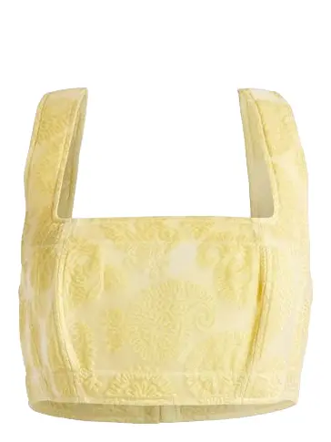 JIL SANDER Jacquard Paisley Crop Top - Yellow